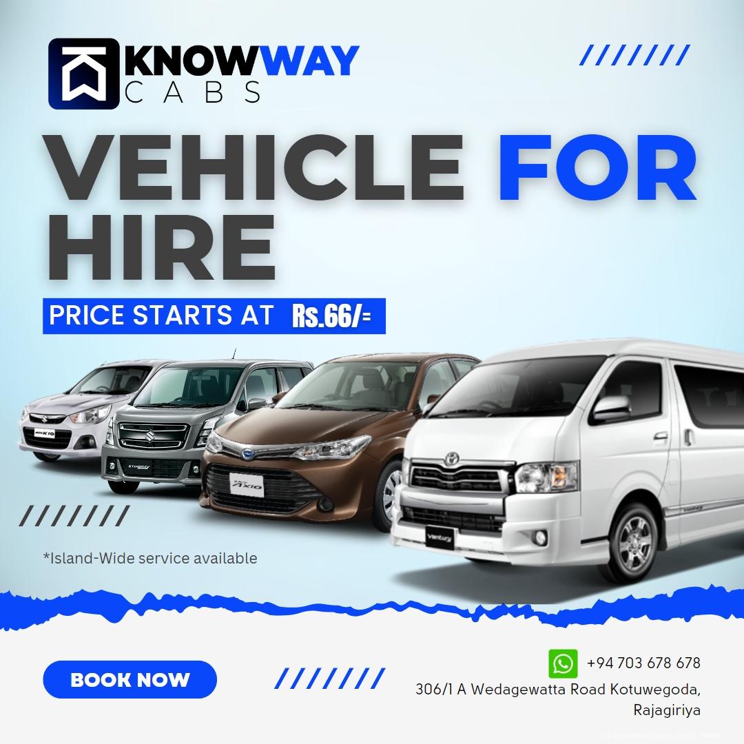 Sri Lanka Car Rentals/Hire - Cab and Tours - KnowWay Cabs & Tours - Colombo